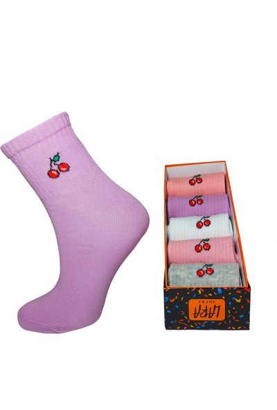 Lara Çorap Kiraz Desenli 5'li Kadın Soket Çorap (Özel Hediyelik Kutusunda) Lara Çorap Kiraz Desenli 5'li Kadın Soket Çorap (Özel Hediyelik Kutusunda)