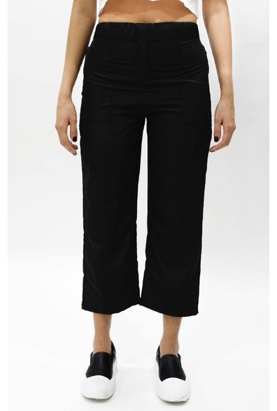 Alesaa Kadın Siyah Yüksek Bel Dokuma Pantolon