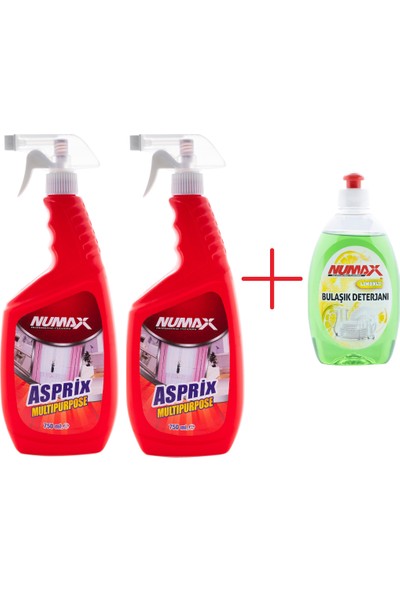Numax Çok Amaçlı Temizlik Sıvısı Sprey 750 ml x 2 Bulaşık Detarjanı Numax Çok Amaçlı Temizlik Sıvısı Sprey 750 ml x 2 Bulaşık Detarjanı