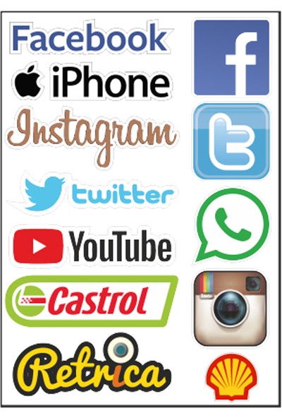 Sosyal Medya Parçalı A4 Sticker Sosyal Medya Parçalı A4 Sticker