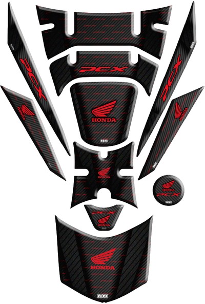 Honda Pcx 2018-2020 Full Tank Pad Set 11 Parça