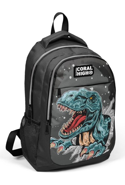 Coral High Kids Gri Dinazorlu Üç Bölmeli Sırt Çantası 14386