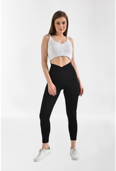 Yüksek Bel Çapraz Kemer Full Likralı Toparlayıcı Tayt Yüksek Bel Çapraz Kemer Full Likralı Toparlayıcı Tayt