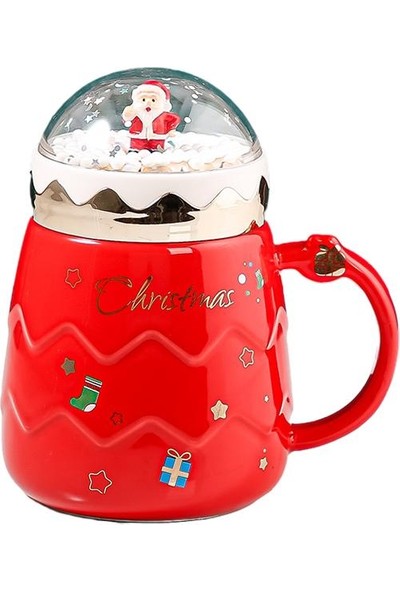 Baosity 401-500 ml Kahve Kupa Seramik Noel Baba Süt Kupası Çay Fincanı Noel Çocuk Hediye Kırmızı (Yurt Dışından)