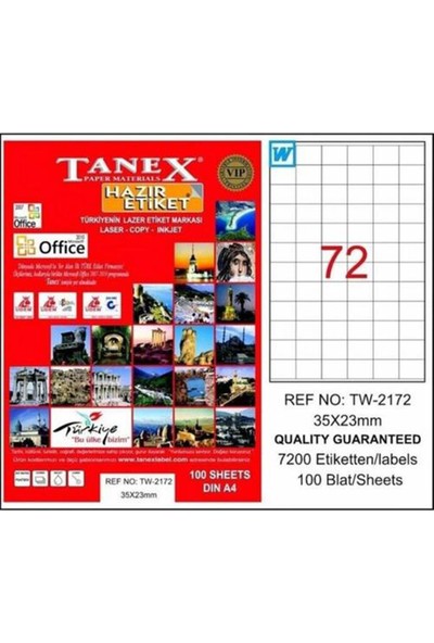 Tanex Laser Etiket 35X23 TW-2172 Tanex Laser Etiket 35X23 TW-2172