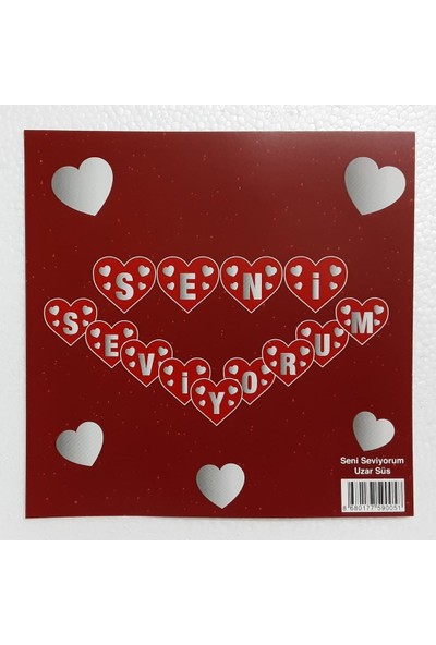 Morbeyazhome Kırmızı Kalpli Seni Seviyorum Gümüş Yazılı Uzar Süs