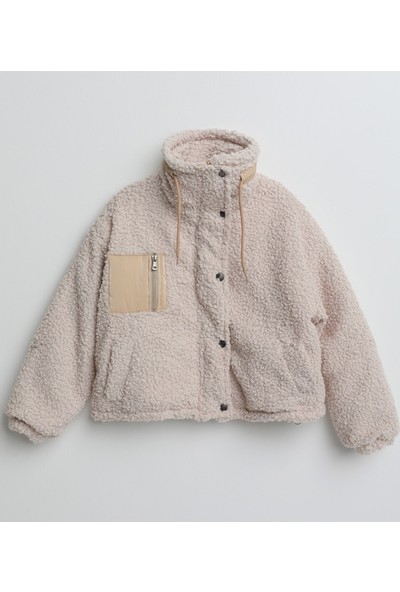 Kuzu Crop Kız Çocuk Mont Bej Kaban