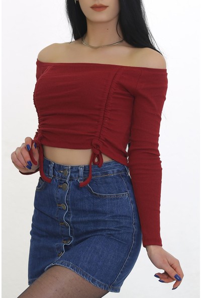 Lukas Önü Büzgülü Bluz** Bordo - 211622.1247.