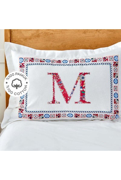 Karaca Home Letra Kırmızı Pamuk M Harfi Yastık Kılıfı