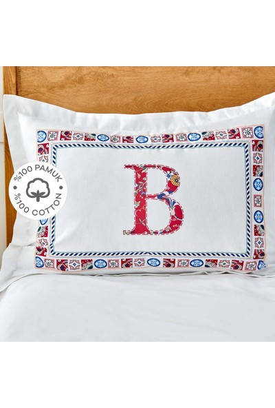 Karaca Home Letra Kırmızı Pamuk B Harfi Yastık Kılıfı