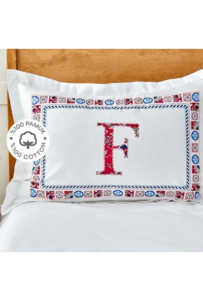 Karaca Home Letra Kırmızı Pamuk F Harfi Yastık Kılıfı