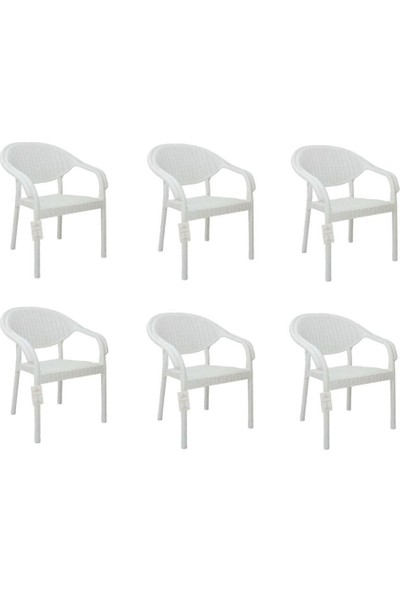Sadık Plastik 6 Adet Atlantis Plastik Bambu Rattan Sandalye Beyaz Sadık Plastik 6 Adet Atlantis Plastik Bambu Rattan Sandalye Beyaz