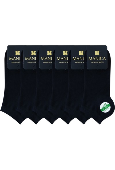 MANICA Erkek Bambu Patik Çorap 6 Çift - Siyah