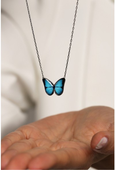 Laveranza 925 Ayar Gümüş Mavi Kelebek Kolye