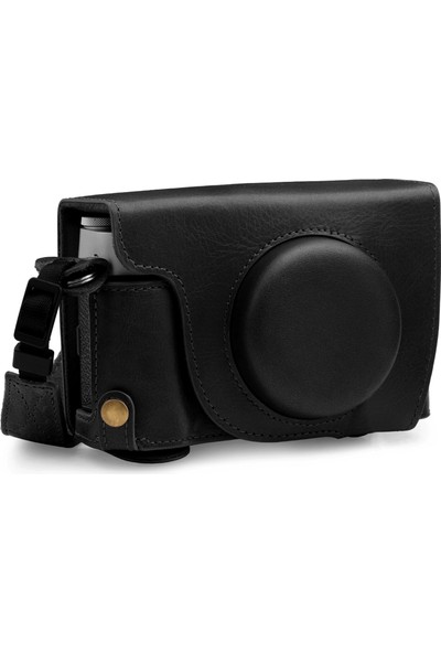 Megagear Fujifilm X100V Gerçek Deri Fotoğraf Makinesi Kılıfı Siyah