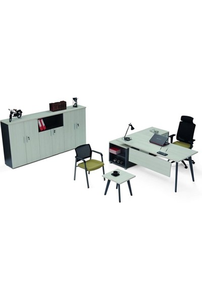 Ofisini Yenile Iron Sabit Etajerli Masa Takımı (160 Cm) Ofisini Yenile Iron Sabit Etajerli Masa Takımı (160 Cm)