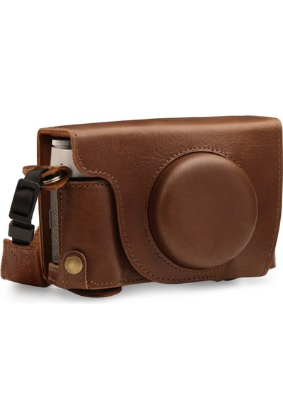 Megagear Fujifilm X100V Gerçek Deri Fotoğraf Makinesi Kılıfı Kahverengi