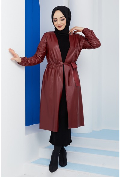 İmaj Butik Deri Tesettür Kap/bordo