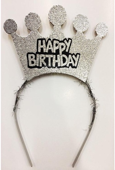 Tazador Happy Birthday Yazılı Gümüş Renk Doğum Günü Tacı