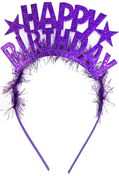 Tazador Mor Renk Happy Birthday Yazılı Eva Doğum Günü Parti Tacı