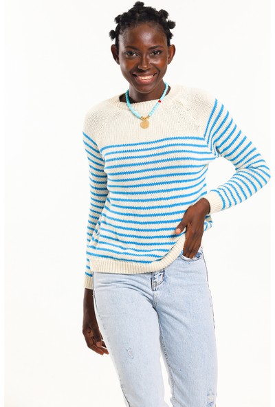 Armerdo Kadın Mavi Çizgili Kazak