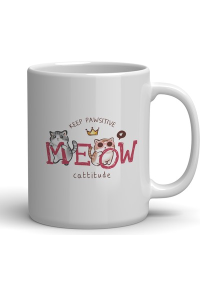 Nacarlar Iki Tane Küçük Kedi Baskılı Porselen Kupa Bardak