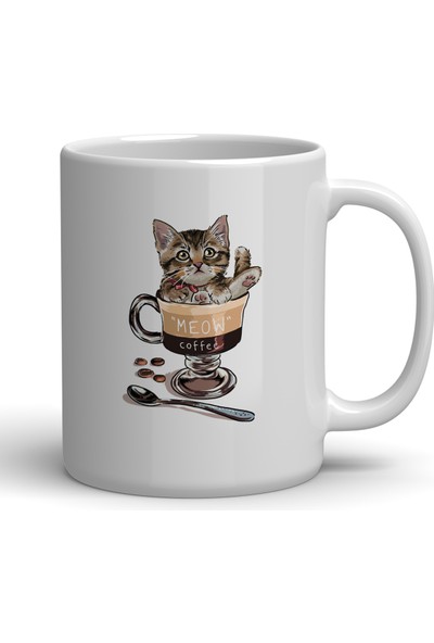 Nacarlar Kedi Baskılı Kupa Porselen Kupa Bardak