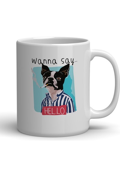 Nacarlar Tatilci Köpek Baskılı Porselen Kupa Bardak