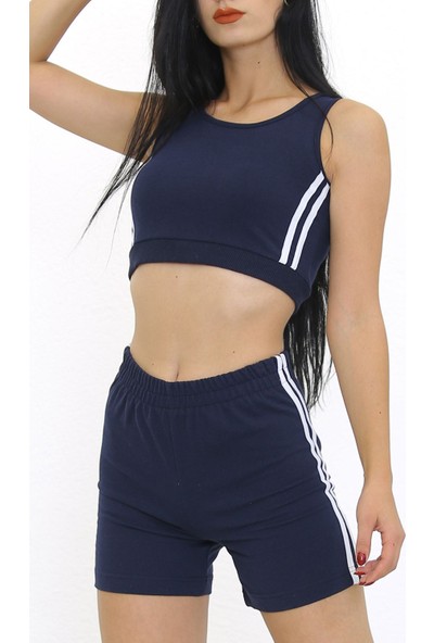 Otantik Sıfır Kol Şortlu Takım Lacivert - 7121.1354.