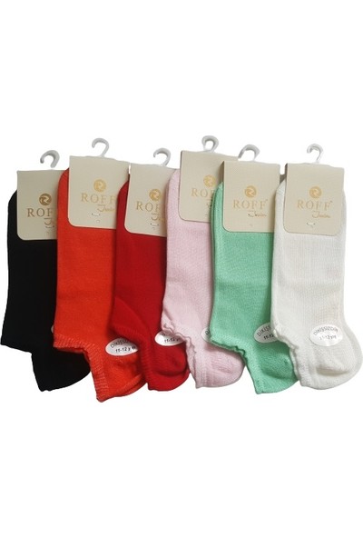 Roff 11-12 Yaş 6 Adet Junior Kız Çocuk Renkli Dikişsiz Patik 2