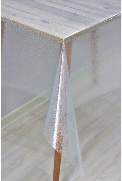 Dede Ev Tekstil Pvc Şeffaf Simli Silinebilir Masa Örtüsü 005