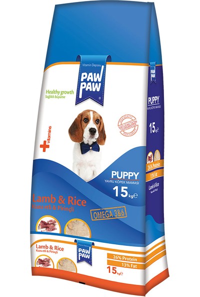 Paw Paw Puppy Kuzu Pirinçli Yavru Köpek Maması 15 Kg-Zoo