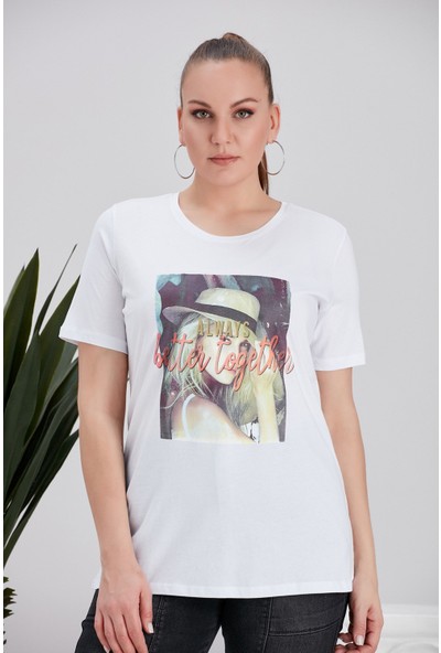 Rmg Baskılı Büyük Beden Beyaz Tişört Rmg Baskılı Büyük Beden Beyaz Tişört