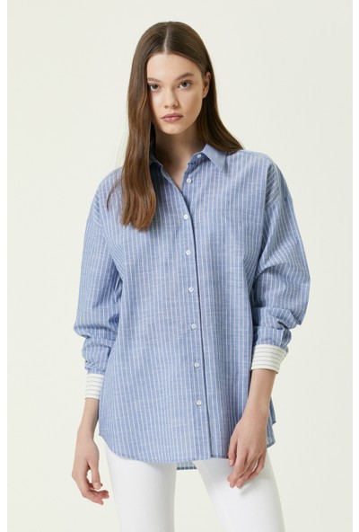 Network Geniş Fit Mavi Gömlek