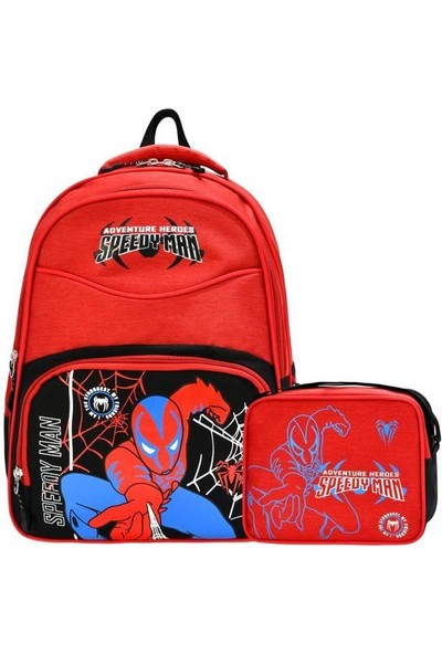 Masho Trend Adventure Heroes Speedy Man Okul Çantası Beslenmeli Erkek Okul Çantası Spiderman Okul Çantası