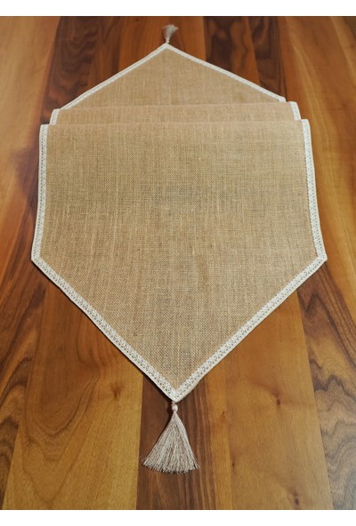 Viemso Dantel Kenarlı Doğal Jüt Runner
