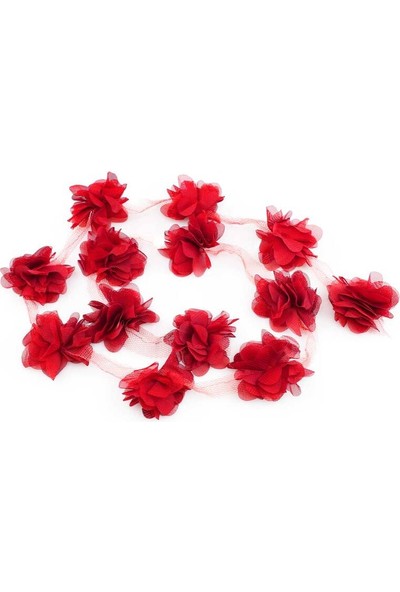 Simisso Lazer Kesim Şerit Çiçek Kırmızı 1m