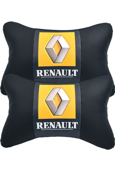 Ayz Oto Aksesuar Renault 2'li Lüx Ortopedik Oto Boyun Yastığı (Dijital Deri Baskı)