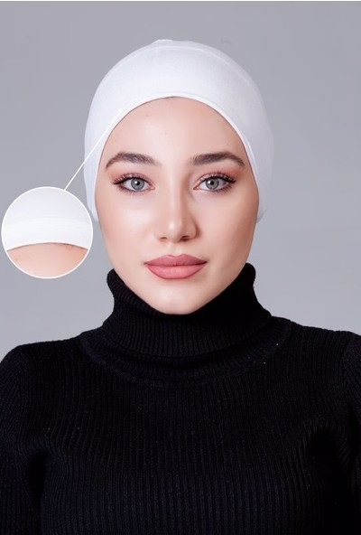 Beyaz Likralı Kaymayan Bone