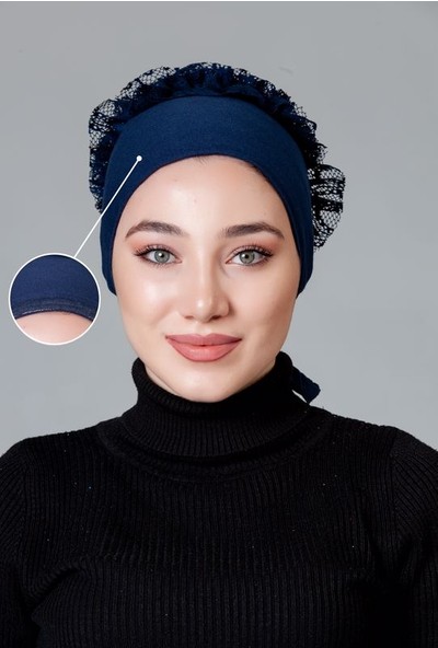 Lacivert Penye Fırfırlı Kaymayan Bone Lacivert Penye Fırfırlı Kaymayan Bone