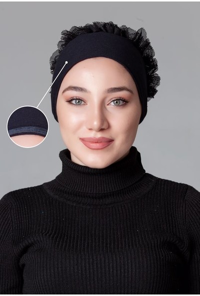 Siyah Penye Fırfırlı Kaymayan Bone Siyah Penye Fırfırlı Kaymayan Bone
