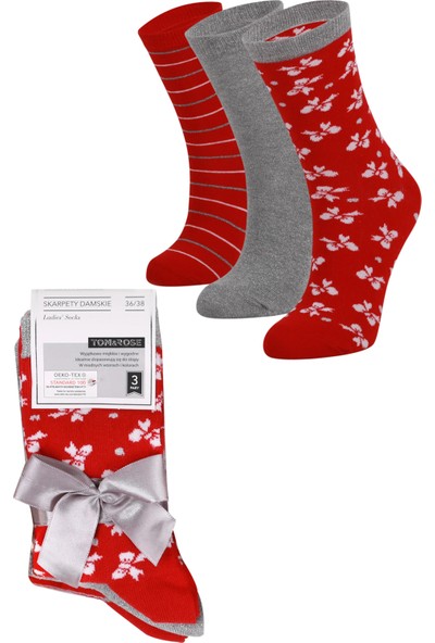 Bolero Kadın Kırmızı 3'lü Sevgililer Günü Hediyelik Çorap Soket