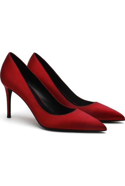 Picky Rose Picky Rose, Bordo Saten 7cm Topuk Stiletto Picky Rose Picky Rose, Bordo Saten 7cm Topuk Stiletto