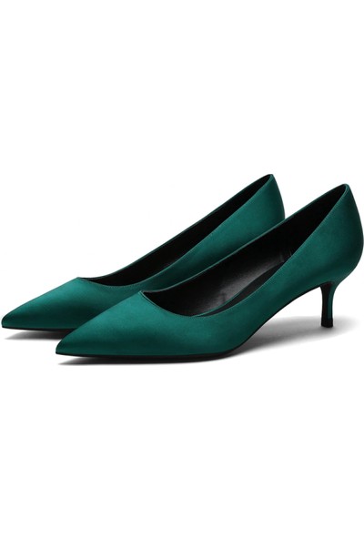 Picky Rose Picky Rose, Yeşil Saten 5cm Topuk Stiletto Picky Rose Picky Rose, Yeşil Saten 5cm Topuk Stiletto