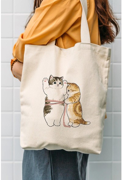 Çınar Bez Çanta Kanvas Cats Size Baskılı Bez Çanta