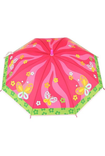 buradanaldım Düdüklü Çocuk Şemsiyesi Pembe Çiçek Desenli
