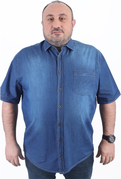 Starbattal Büyük Beden Erkek Kot Gömlek Kısa Kol Lacivert Starbattal Büyük Beden Erkek Kot Gömlek Kısa Kol Lacivert
