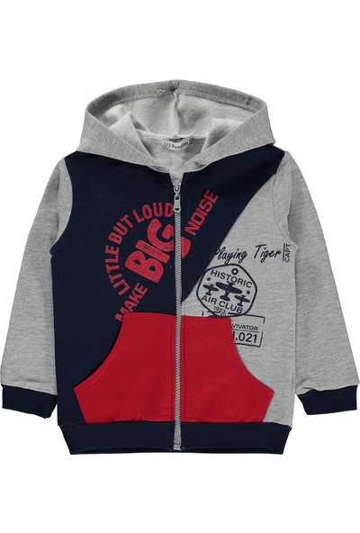 Pengim Erkek Çocuk Kapüşonlu Hırka 6-9 Yaş Gri