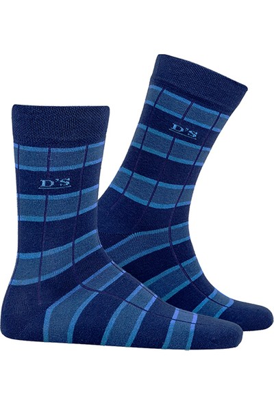 Ds Damat Erkek Pamuk Çorap Şeritli Lacivert
