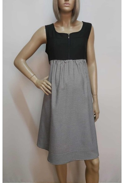 Tria Önü Fermuarlı Ekose Hamile Elbisesi